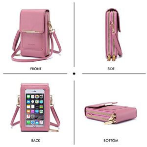 Roulens Small Crossbody Cell Phone Purse for Women, Touch Screen Bag Shoulder Handbag Wallet with Credit Card Slots