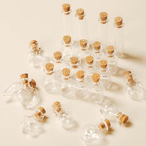 80 Pieces Wishing Bottle Glass Cork Bottles Tiny Wishing Drifting Bottle Mini Small Glass Jars Bottles 8 Shapes for Wedding Party DIY Decoration Bead Containers Arts and Crafts DIY Projects