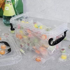 Yesdate Set of 6 Plastic Storage Box, Small Storage Latch Bin/Container with Lids, Clear, 1.5 L, f