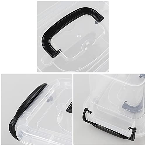 Yesdate Set of 6 Plastic Storage Box, Small Storage Latch Bin/Container with Lids, Clear, 1.5 L, f