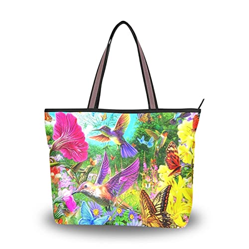 Ladies Tote Handbags Hummingbird Pattern Tote Bag Purse Womens Daily Use Bags