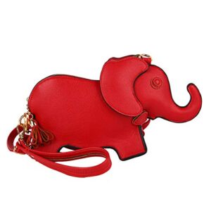 milata animal elephant shape crossbody bag purse fashion women pu leather chic shoulder bag clutch for girls (red)