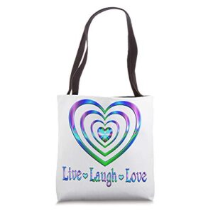 live laugh love pretty hearts tote bag