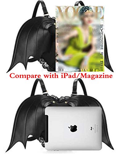 RainboSee Women Girl Punk Backpack Novelty Bat Wing Daypack Purse Gothic Lace Shoulder Heart Lolita Bag Black