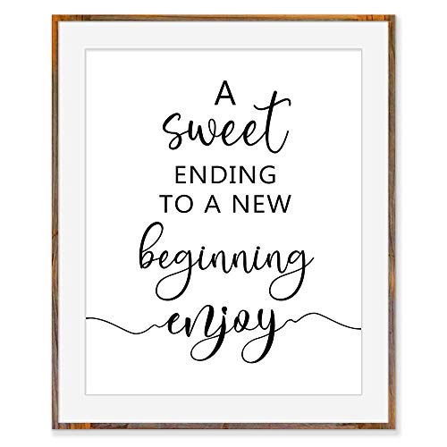 A Sweet Ending to A New Beginning, Wedding Sign, Wedding Favor Sign, Dessert Bar Sign, Cake Table Sign, Wedding Decor, Without Frame - 8x10"