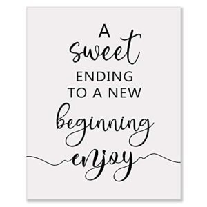 A Sweet Ending to A New Beginning, Wedding Sign, Wedding Favor Sign, Dessert Bar Sign, Cake Table Sign, Wedding Decor, Without Frame - 8x10"