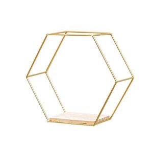 qiancarolbd hexagonal shelf, wall storage rack, geometric wall mounted shelf, modern nordic style storage shelf, stylish room decor for home, living room, bedroom golden s