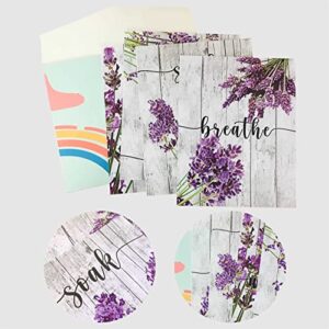 Purple Bathroom Decor Wall Art Set of 4(8" x 10"Canvas Wall Art Relax Soak Unwind Breathe Purple Blend Bathroom Flower Prints For Washroom Toilet Decor (Unframed)