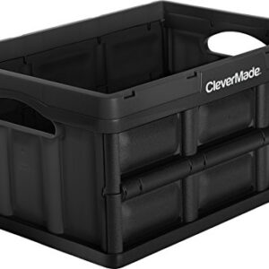 CleverMade - 8034119-21843PK 62L Collapsible Storage Bins with Lids, 3 Pack, Neptune Blue & 32L Collapsible Storage Bins - Durable Plastic Folding Utility Crates, Black, 3 Pack