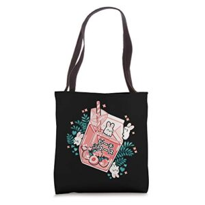 90s japanese kawaii peach milk juice aesthetic tote bag