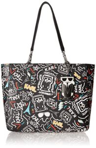 karl lagerfeld paris womens adele tote, black/orange, one size us