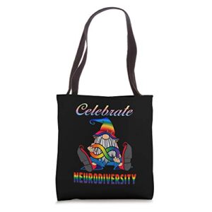 celebrate neurodiversity autism adhd awareness gnome womens tote bag