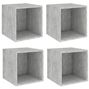 Queen.Y Floating Shelves Set of 4, Wall Mounted Cube Shelves with Cabinet, Wall Hanging Storage Shelves, Home Decor Furniture, Concrete Grey