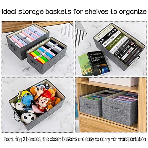 RUIBOLU 2 PACK Large Clothing Storage Bins, Foldable Storage Bins with 2 Handles, Fabric Cloth Bins Box for Closet Organization, Storage Baskets for Shelves, Home| Office, Large Gray (GRAY)