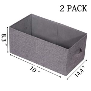 RUIBOLU 2 PACK Large Clothing Storage Bins, Foldable Storage Bins with 2 Handles, Fabric Cloth Bins Box for Closet Organization, Storage Baskets for Shelves, Home| Office, Large Gray (GRAY)