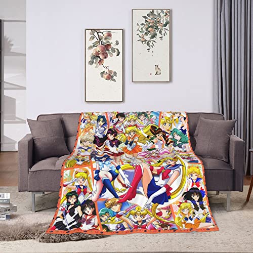 3D Print Funny Anime Blanket Cartoon Flannel Throw Blanket Soft Throw Blankets for Couch Bed Living Room Sofa Bedding M-6 50"X40"