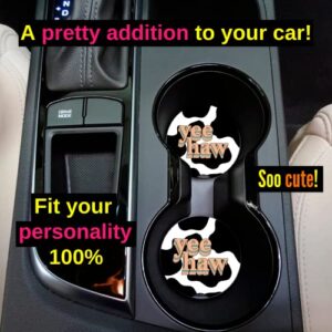 Upnow Pro Funny Car Coasters Cup Holders - 2 Pack, Cow Print Car Accessories Women, Farm Animal, Cute Car Cup Holder Coaster, Absorbent Ceramic Car Coaster Keep Cupholder Clean w/ Cork Base, Set of 2