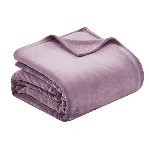 Thesis Fleece Blanket Queen Blanket for Bed Mauve – Classic Lightweight Microfiber Bed Blanket Queen Size Blanket Cozy Soft Blanket, 90x90 Inches