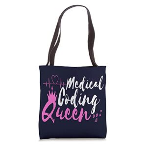 medical coding queen cute medical coder tote bag