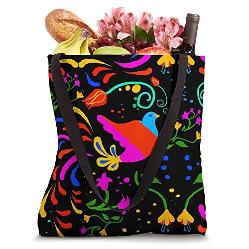 Mexican Bird Flowers Embroidery Vintage Floral Otomi Art Tote Bag