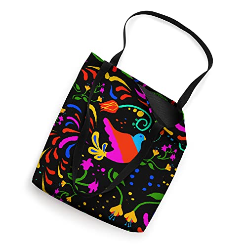 Mexican Bird Flowers Embroidery Vintage Floral Otomi Art Tote Bag