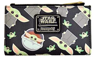 loungefly star wars the mandalorian baby yoda all over print faux leather wallet