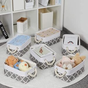 Bidtakay Baskets Set Fabric Storage Bins-White&Quatrefoil Grey Bundled Baskets of 3 Medium Baskets 15" X 11" X 9.5" + 6 Small Baskets 11.8" X 7.8" X 5" for Shelves, Organizing