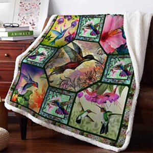 Hummingbird Blanket Ultra Soft Flannel Fleece Bed Blanket Hummingbird  Fluffy Blanket Ocean Throw Blankets for Kids and Adults Cozy Blankets,Design ,Small/Medium/Large/X-Large