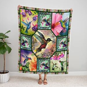 Hummingbird Blanket Ultra Soft Flannel Fleece Bed Blanket Hummingbird  Fluffy Blanket Ocean Throw Blankets for Kids and Adults Cozy Blankets,Design ,Small/Medium/Large/X-Large