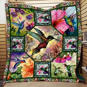 Hummingbird Blanket Ultra Soft Flannel Fleece Bed Blanket Hummingbird  Fluffy Blanket Ocean Throw Blankets for Kids and Adults Cozy Blankets,Design ,Small/Medium/Large/X-Large