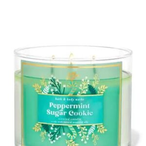 Bath & Body Works, White Barn 3-Wick Candle w/Essential Oils - 14.5 oz - 2021 Christmas Scents! (Peppermint Sugar Cookie)