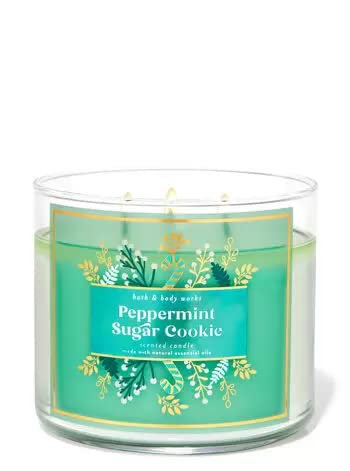 Bath & Body Works, White Barn 3-Wick Candle w/Essential Oils - 14.5 oz - 2021 Christmas Scents! (Peppermint Sugar Cookie)