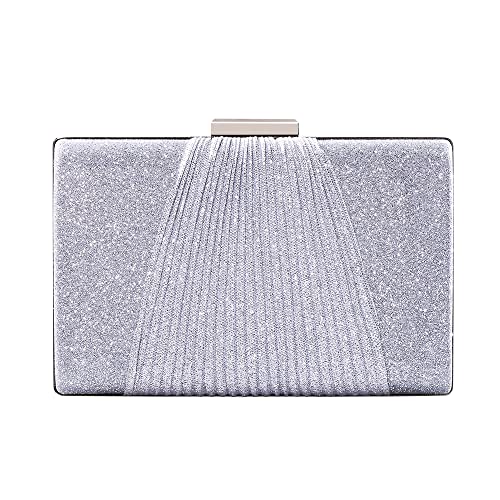 Mulian LilY Silver Glitter Dazzling Clutch Bag Evening Bag With Detachable Chain Party Prom Bag Wedding Purses M513