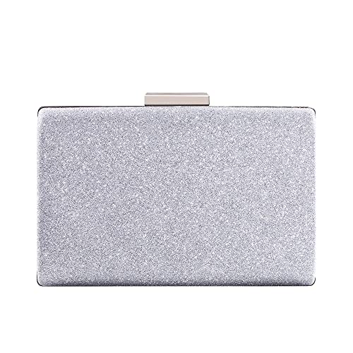 Mulian LilY Silver Glitter Dazzling Clutch Bag Evening Bag With Detachable Chain Party Prom Bag Wedding Purses M513