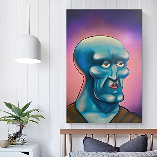 SHIJIEDAYA Popular Handsome Squidward Funny Cool Poster Canvas Wall Art Modern Living Room Bedroom Dorm Sports School Corridor Decor Printed Posters unframed 08x12inch(20x30cm)