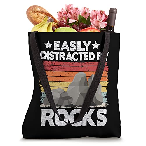 Easily Distracted By Rocks Collector Mineral Retro Geologist Tote Bag