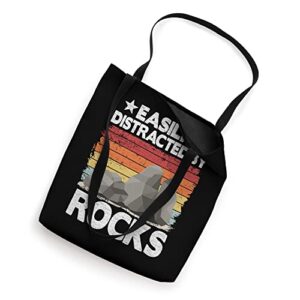 Easily Distracted By Rocks Collector Mineral Retro Geologist Tote Bag