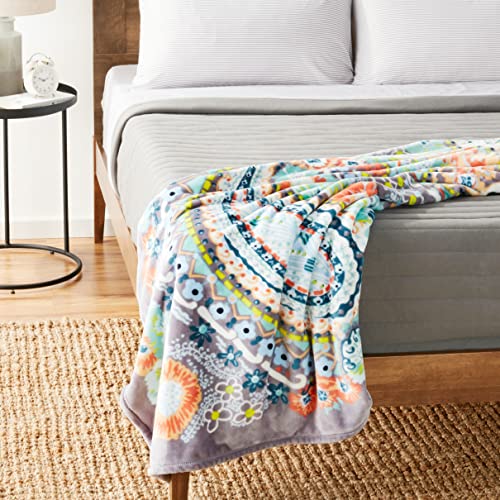 Vera Bradley Women's Fleece Plush Throw Blanket, Citrus Paisley, 80 X 50