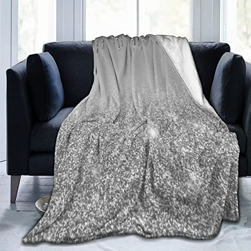 Silver Dripping Glitter Flannel Fleece Blanket Ultra-Soft Fluffy Warm Throw Blanket for Couch Bed All Seasons Suitable for Women, Men