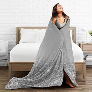 Silver Dripping Glitter Flannel Fleece Blanket Ultra-Soft Fluffy Warm Throw Blanket for Couch Bed All Seasons Suitable for Women, Men