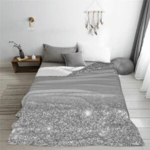 Silver Dripping Glitter Flannel Fleece Blanket Ultra-Soft Fluffy Warm Throw Blanket for Couch Bed All Seasons Suitable for Women, Men