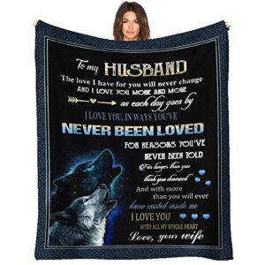 chenizeg to my husband blanket birthday gift from wife ultra-soft romantic present anniversary blankets for couch sofa bed living room 60″x50″