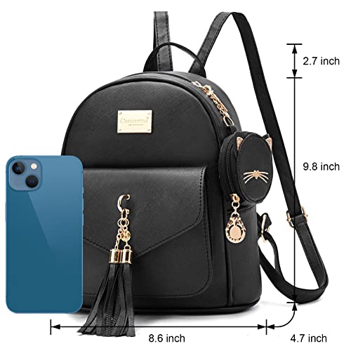 I IHAYNER Girls Fashion Backpack Mini Backpack Purse for Women Small Leather Mini Backpack for Teen Girls with Coin Purse and Tassel Purple