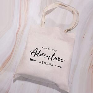 VAMSII and so the Adventure Begins Tote Bag Bride Shoulder Bag Adventure Lover Gift Bachelorette Party Gift Bag Graduation Gifts (Tote Bag)