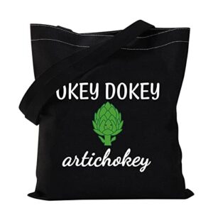 vamsii okey dokey artichokey tote bag artichoke shopping bag funny artichoke gifts for vegetable lovers farmers market tote bag (tote bag)