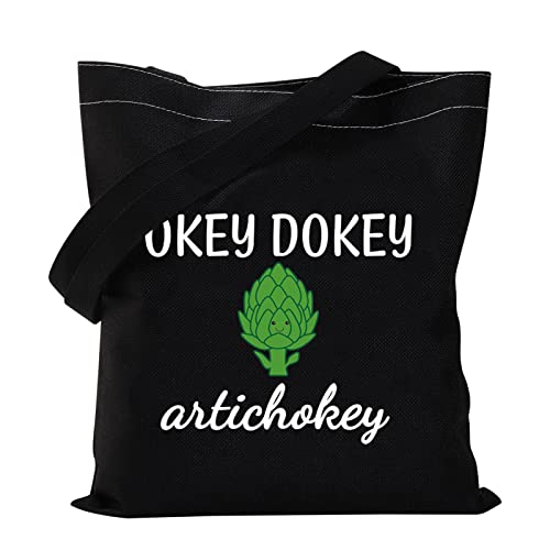 VAMSII Okey Dokey Artichokey Tote Bag Artichoke Shopping Bag Funny Artichoke Gifts for Vegetable Lovers Farmers Market Tote Bag (Tote Bag)