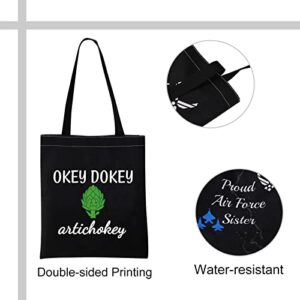 VAMSII Okey Dokey Artichokey Tote Bag Artichoke Shopping Bag Funny Artichoke Gifts for Vegetable Lovers Farmers Market Tote Bag (Tote Bag)