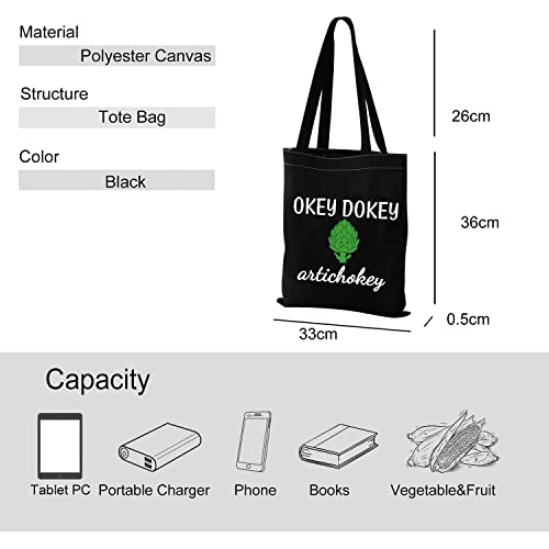 VAMSII Okey Dokey Artichokey Tote Bag Artichoke Shopping Bag Funny Artichoke Gifts for Vegetable Lovers Farmers Market Tote Bag (Tote Bag)