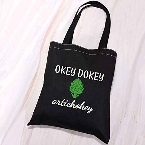 VAMSII Okey Dokey Artichokey Tote Bag Artichoke Shopping Bag Funny Artichoke Gifts for Vegetable Lovers Farmers Market Tote Bag (Tote Bag)