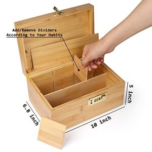 OZCHIN Large Bamboo Box with Combination Lock Decorative box for Home Locking Storage Bamboo Box